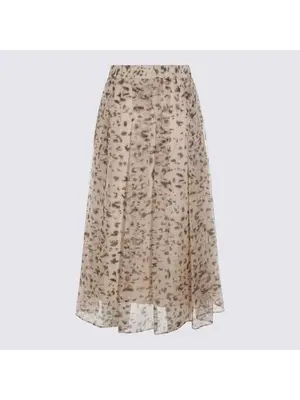 Brunello Cucinelli Flared Midi Skirt - Brown