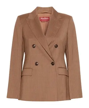 Max Mara Lapel Long-sleeved Suit Jacket - Brown