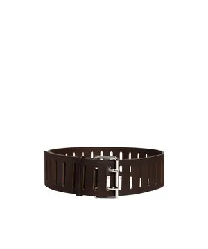 Alaïa Rectangular Large Belt In Nubuck - Dark Brown