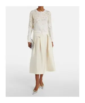 Oscar De La Renta Embroidered Virgin Wool Cardigan