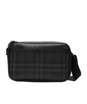 Burberry Checked Logo Messenger Bag - Iron-gray
