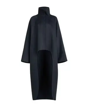 Alaïa Asymmetric Double Face Cachmere Coat - Midnight Blue