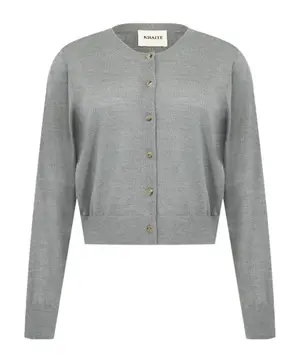 Khaite Tansy Wool And Cashmere-blend Cardigan - Grey