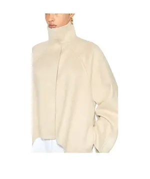 Alaïa High Neck Cut-out Cape - Beige