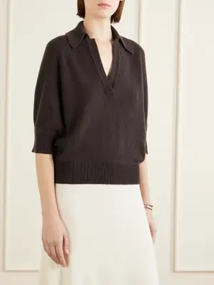 Proenza Schouler Vella Cashmere Polo Collar Sweater