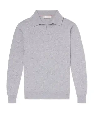 Brunello Cucinelli Collared Long-sleeve Polo Shirt