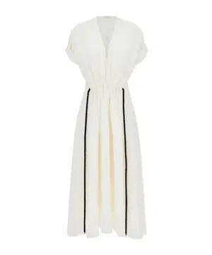 FERRAGAMO Viscose Dress With Gathered Waist - Mascarpone