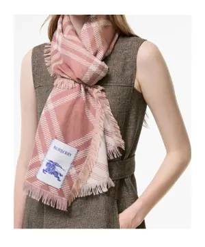 Burberry Gradient Check Fringed Scarf - Pink