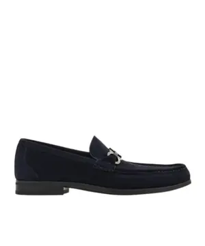 FERRAGAMO Gancini Ornament Moccasin - Navy Blue