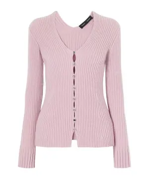 Proenza Schouler Valeria Ribbed-knit Cashmere Cardigan - Pink