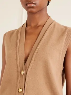 BLAZÉ MILANO Wool And Cashmere Blend V-neck Vest With Gold Badge Buttons
