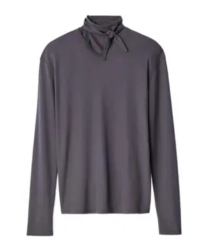 LEMAIRE Tie-detailed Long Sleeve T-shirt - Basalt
