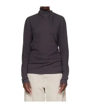 LEMAIRE Tie-detailed Long Sleeve T-shirt - Basalt