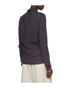 LEMAIRE Tie-detailed Long Sleeve T-shirt - Basalt
