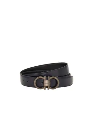 FERRAGAMO Reversible And Adjustable Gancini Belt - Blue/black
