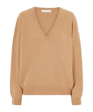 BLAZÉ MILANO Highland Embroidered Wool And Cashmere-blend Sweater - Camel