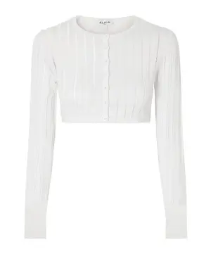 Alaïa Cropped Ribbed-knit Cardigan - White