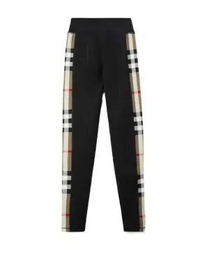 Burberry Checked Panel Stretch Leggings - Black