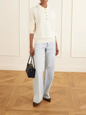 BLAZÉ MILANO Wool And Cashmere Blend Polo Collar Sweater - Neutral Color