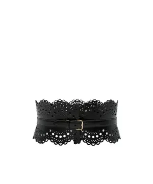 Alaïa Bustier Belt In Vienne Wave Calfskin - Black