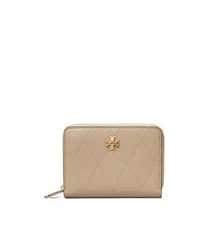 Tory Burch Small Charlie Quilted Zip-around Wallet - Soft Cement