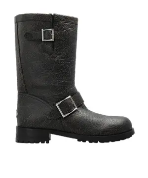 JIMMY CHOO Buckle Ankle Boots - Black