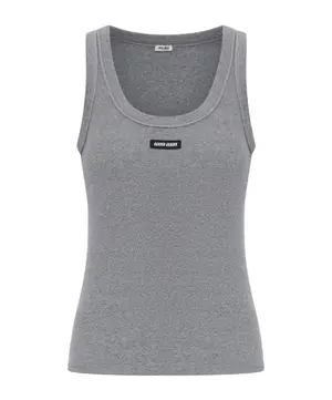 Miu Miu Logo-patch Ribbed Sleeveless Tank Top