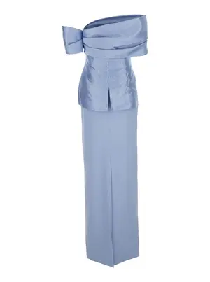 Solace Off-shoulder Peplum-detail Maxi Dress