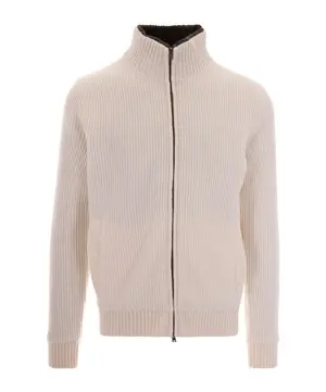 Herno Long-sleeved Zip-up Cardigan - White