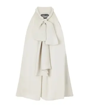 TOM FORD Halter Neck Sleeveless Top With Bow Detail - White