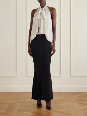 TOM FORD Halter Neck Sleeveless Top With Bow Detail - White