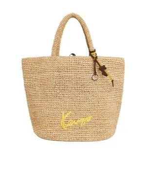 Kenzo Large Basket In Raffia - Nude