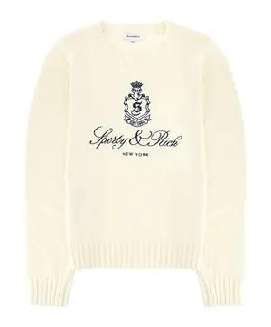SPORTY  RICH Jersey With Logo - Ecru