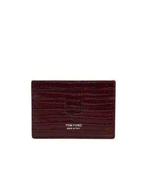TOM FORD Logo Card Holder - Wine Red
