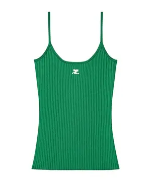 COURREGES Ribbed-knit Tank Top - Green