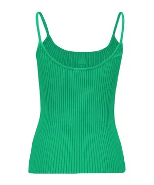 COURREGES Ribbed Logo Knit Top - Green