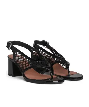 Alaïa Fishnet Heel Sandals In Patent Leather