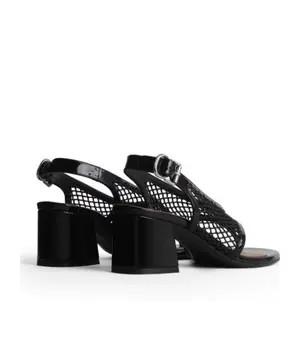 Alaïa Fishnet Heel Sandals In Patent Leather