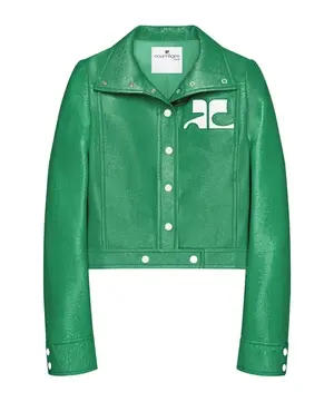 COURREGES Vinyl-effect Cropped Jacket - Green