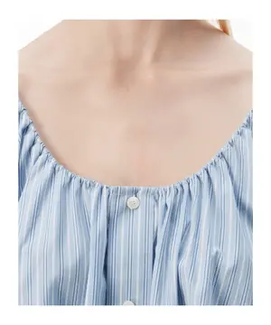 Alexander Wang Bungee Scoop Neck Mini Shirt Dress - Light Blue Stripe