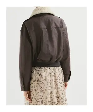Brunello Cucinelli Shearling Collar Bomber Jacket - Black