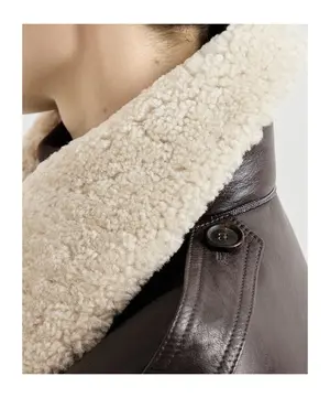 Brunello Cucinelli Shearling Collar Bomber Jacket - Black