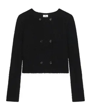 COURREGES Bouclette Knit Double Breasted Jacket