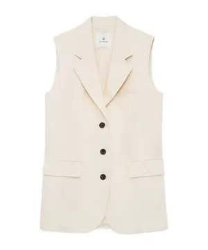 ANINE BING Sara Notched-lapels Vest - Cream
