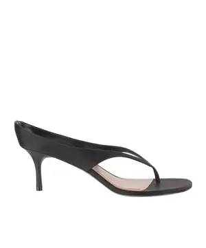 Amina Muaddi Round-toe High-heeled Sandals - Black