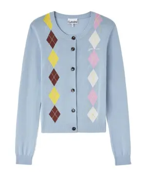 GANNI Argyle Buttoned Cardigan - No