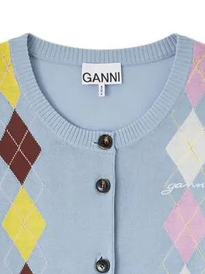 GANNI Argyle Buttoned Cardigan - No