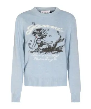 GANNI Mermaid Graphic Pullover - Blue
