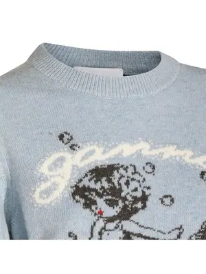 GANNI Mermaid Graphic Pullover - Blue