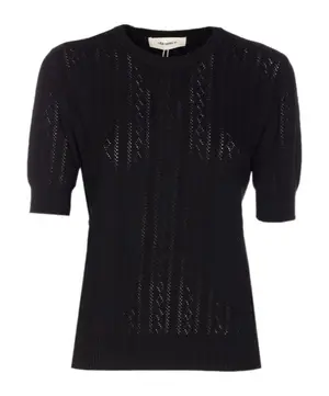 LISA YANG Pointelle Short-sleeve Knitted Top